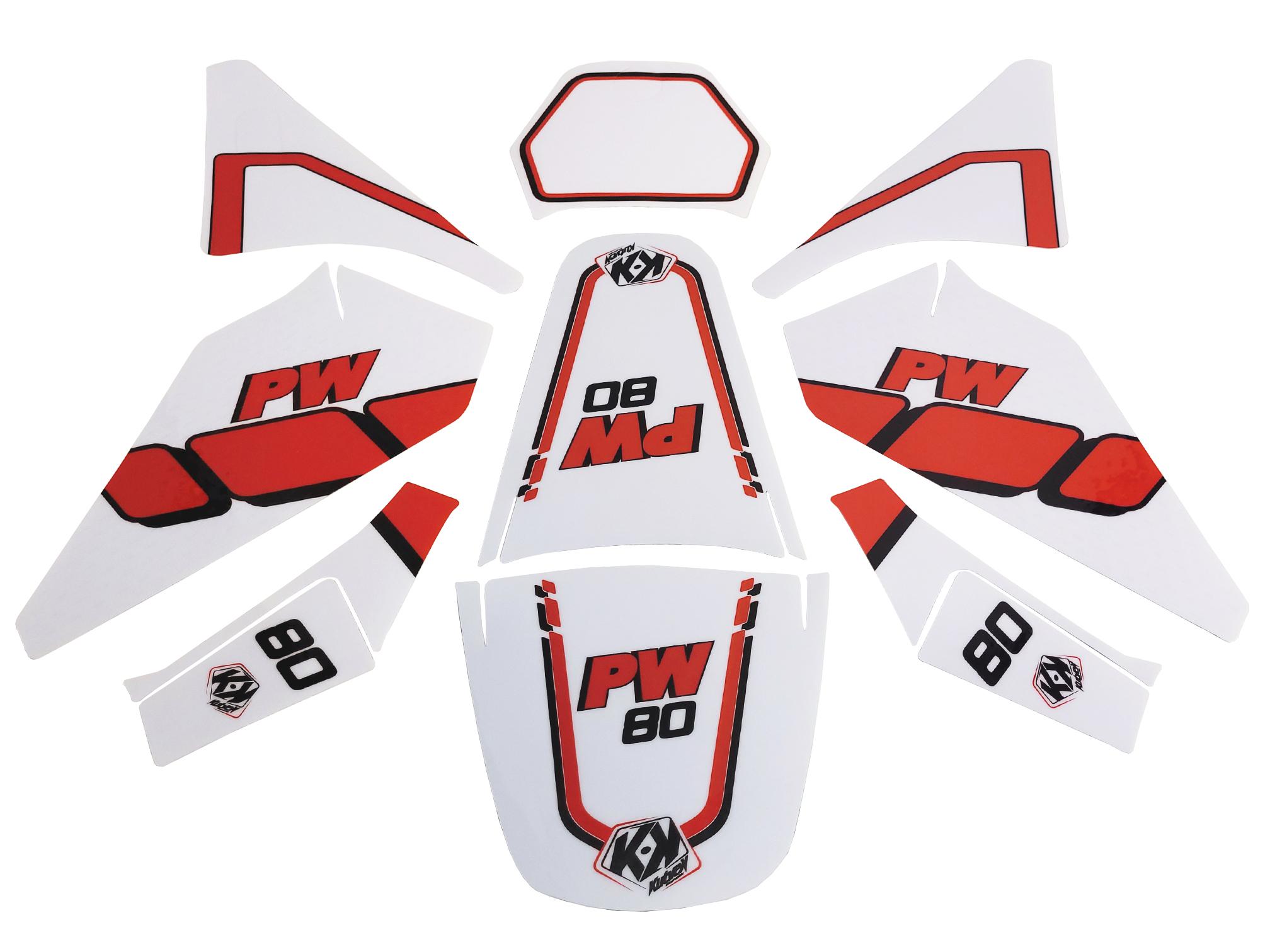 Kit deco Kutvek Vintage Rouge pour carénages d'origine Yamaha PW 80