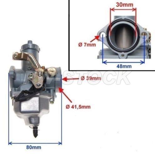 Carburateur 30mm PZ30 pour Quad Shineray 200cc 250cc / Dirt bike / Pit Bike ATV